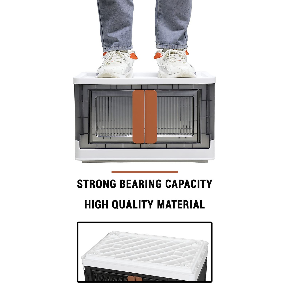 kenvc Plastic Storage Bins with Lids (3 Packs), 34Qt Clear Stackable Storage Bins for Closet Organizers and Storage with Wheels, Stackable Storage Bins with Lids and Doors