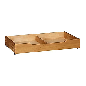 MUSEHOMEINC Solid Wood Under Bed Storage Drawer with 4-Wheels for Bedroom,Wooden Underbed Storage Organizer,Suggested for Queen and King Size Platform Bed