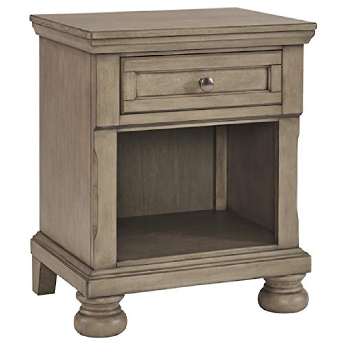Signature Design by Ashley Lettner Modern Traditional 1 Drawer Nightstand, Light Gray
