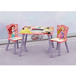 Delta Children Kids Table and Chair Set with Storage (2 Chairs Included) - Ideal for Arts & Crafts, Snack Time, Homeschooling, Homework & More, Disney Princess
