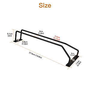 10.8 Inch Long Single Rail Wine Glass Rack Under Cabinet Cupboard, Yimerlen Metal Stemware Holder Wine Glass Holder Wine Glass Hanger for RV Mini Bar Kitchen Storage (Black- 2 Pack)