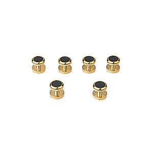 Tuxedo Studs and Cufflinks Set, Men's Cuff Links for Wedding, Business, Platinum Plated with Luxury Wooden Gift Box (Gold)