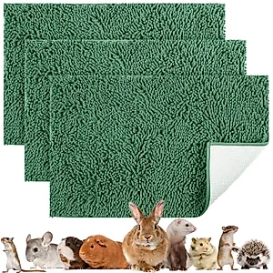 Chumia 3 Packs Guinea Pig Cage Liners Bedding Winter Warm Critter Nation Cage Liner for Rabbit Small Animals Cage Absorbent Pee Pad Supplies Bed Mat (Green,16 x 24 Inch)