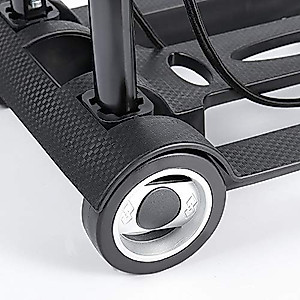 ZOENHOU 25KG 55Lbs Black Folding Hand Truck, Solid Construction Utility Cart, 2 Wheels Luggage Cart with 1 Roll Bungee Cord and 1 Pack Storage Pouch Compact, for Backpack, Travel, Office