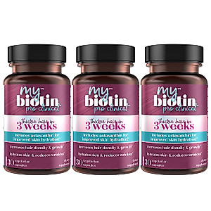 Purity Products MyBiotin ProClinical - 3 Month Supply – Thicker Hair in 3 Weeks & Fights Wrinkles - MB40X Patented Biotin Matrix w/Astaxanthin - 40X More Soluble vs Ordinary Biotin - 90 Caps