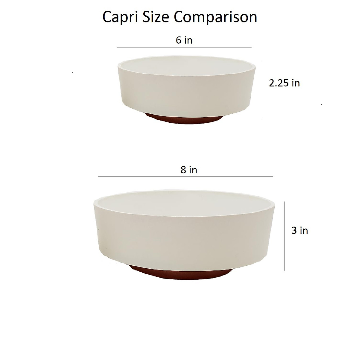 The HC Companies 6 Inch Round Capri Succulent Pot - Decorative Indoor Plastic Planter with Drainage, Vanilla Bisque