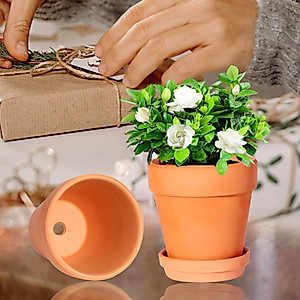 Kosrtuny 3 Inch Terracotta Pots with Saucer-20 Pack Succulent Cactus Plant Pots with Drainage Hole, Great for Plants Garden Windowsill Indoor & Outdoor Wedding Favors Gifts