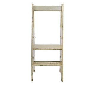 Height Adjustable Kids Kitchen Step Stool with Black and White Activity Board Learning Stool for Toddler Chef Helper Standing Tower