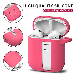 2 Pack for Airpods Case Cover with Cleaner Kit,Soft Silicone Protective Case Compatible with Apple AirPods 2nd/1st Generation Charging Case with Keychain, AirPod Case for Women Men(Black+Rose Pink)