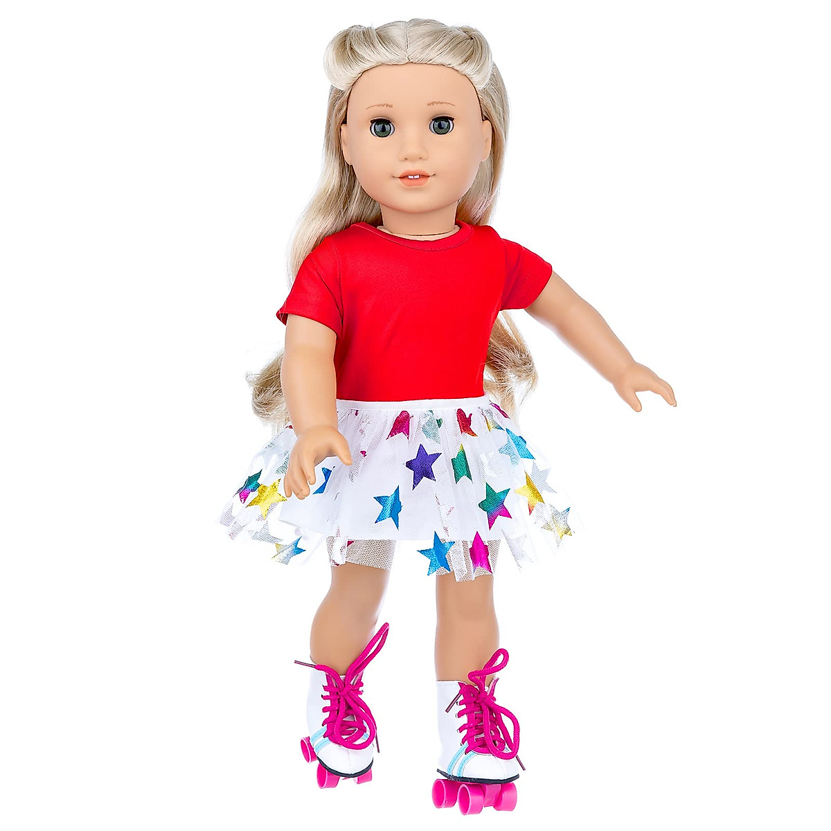 18 Inch Doll Accessories, Girl Doll Accessories, 7PC Travel Skating Sport Play Set, 18 inch Girl Doll Outdoor Sport Accessories (Not Include Doll)