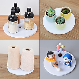 9 inch Lazy Susan Turntable (360˚ Rotation) White Acrylic Ball Bearing Rotating Tray for Spice Rack Table Cake Kitchen Pantry Decorating Bathrooms TV Laptop Computer Monitor, 50-lb Load Capacity