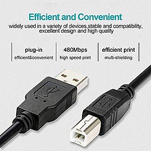 USB Printer Cable Cord Compatible for Canon PIXMA TS9520 TS9120 TS9020 TS8320 TS8220 TS702 TS6320 TS6220 TS6120 TS6020 TS5320 TS5120 TS5020 TS3320 TS3120 ,TR8520 TR7520 TR4520, MX922 MX870 MX532 MX492