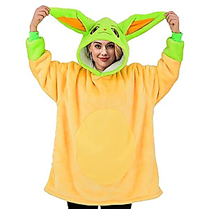 vavalad Cartoon Wearable Blanket Sweatshirt Sherpa Oversized Hoodie TV-Blanket with Sleeves and Pockets for Adults Men Women Teens One Size Fits All