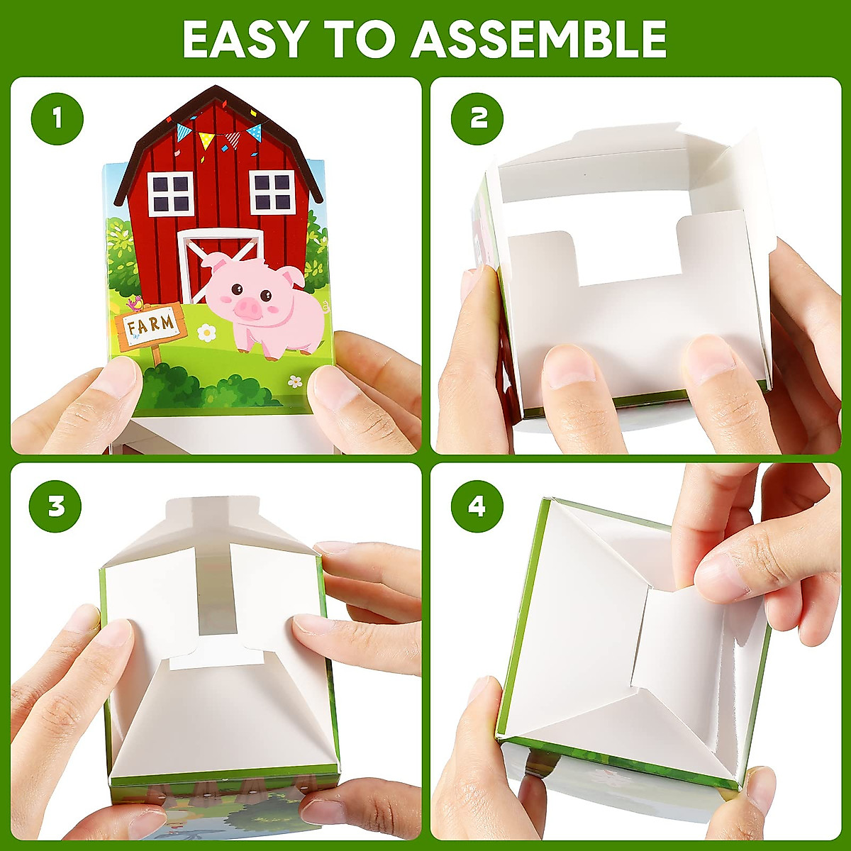 Pajean 24 Set Farm Birthday Party Supplies Farm Animal Popcorn Boxes Farmhouse Birthday Snack Treat Goodie Boxes for Baby Shower Farm Birthday Party