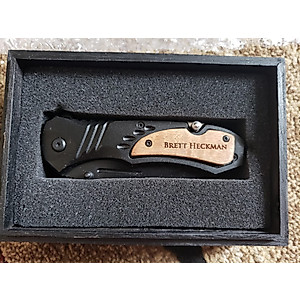 Krezy Case Deer Antlers Design Engraved Pocket Knife, 4.5" Folding Pocket Knife For Men with wooden black box, Laser Engraved Pocket Knife For Men, Hunting Knife