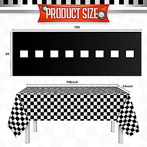 24 Pieces Race Car Party Supplies Include Traffic Cones Checkered Flag Race Flags Checkered Tablecloth Race Track Running Mat and Tire Tube Swimming Ring for Car Themed Birthday Party Decorations