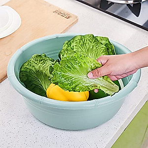 Peohud 8 Pack Plastic Wash Basin, 5 Quart Stackable Dish Pan, Round Vegetable Fruit Wash Pan Dish Tub for Home Kitchen Camping Outdoor Indoor, 12 Inch