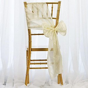 Efavormart 5pc x Ivory Pintuck Chair Sash for Wedding Events Banquet Decor Chair Bow Sash Party Decoration Supplies