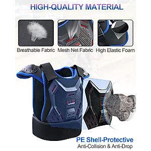 StarknightMT Kids Motorcycle Armor Suit Dirt Bike Gear， Youth Motocross Riding Protector with Knee Elbow Arm Shoulder Protection Pad for Cycling Off-Road Riding Skiing Skating (Blue)