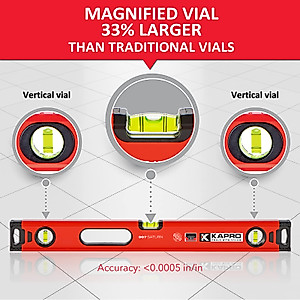 Kapro - 987XL Saturn Box Level - Professional Level - Features Acrylic Break-Proof Vials and Wall-Grip - Aluminum Box Beam Frame - 72 Inch