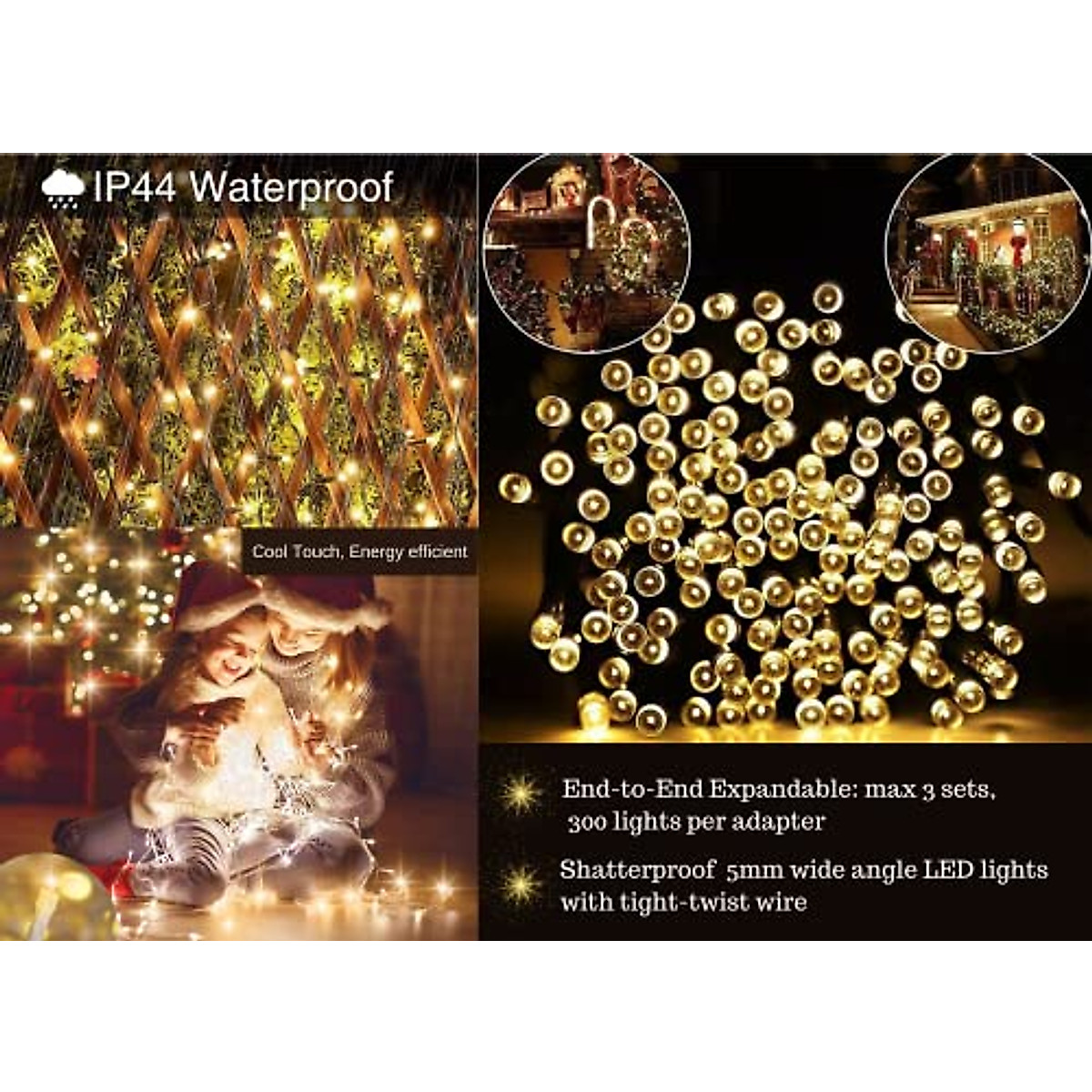 FAIRYTALE LIGHTING MAGIC TWINKLE, SOFT TWINKLE STRING LIGHTS 100 LED (WARM WHITE) 36 FT, Plug in, Connectable Waterproof Green Wire, Christmas Tree Decorations Indoor Outdoor Patio Yard Garden Wedding