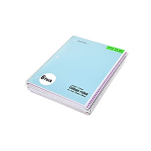Mintra Office Spiral Notebooks - Pastel, College Ruled, 6 Pack, For School, Office, Business, Professional,70 Sheets