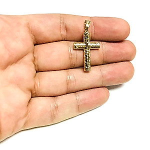 Jewelry Affairs 14k Yellow Gold Shiny Diamond Cut Fancy Cross Pendant 15x30 mm
