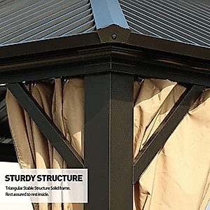 BPS Hardtop Gazebo Outdoor Tent Shelter Canopy 10' X 12' with Netting for Patio, Garden, Yard and Party