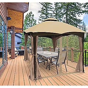 Ontheway Universal 10' x 12' Gazebo Replacement Mosquito Netting (Mosquito Net Only) (Light Brown)