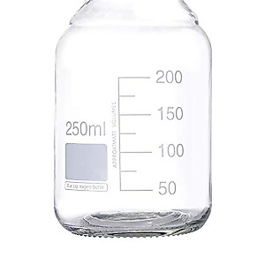 Pastein 10 Pieces 250 mL Graduated Round Reagent Media/Storage Glass Bottle With GL45 Blue Polypropylene Screw Cap