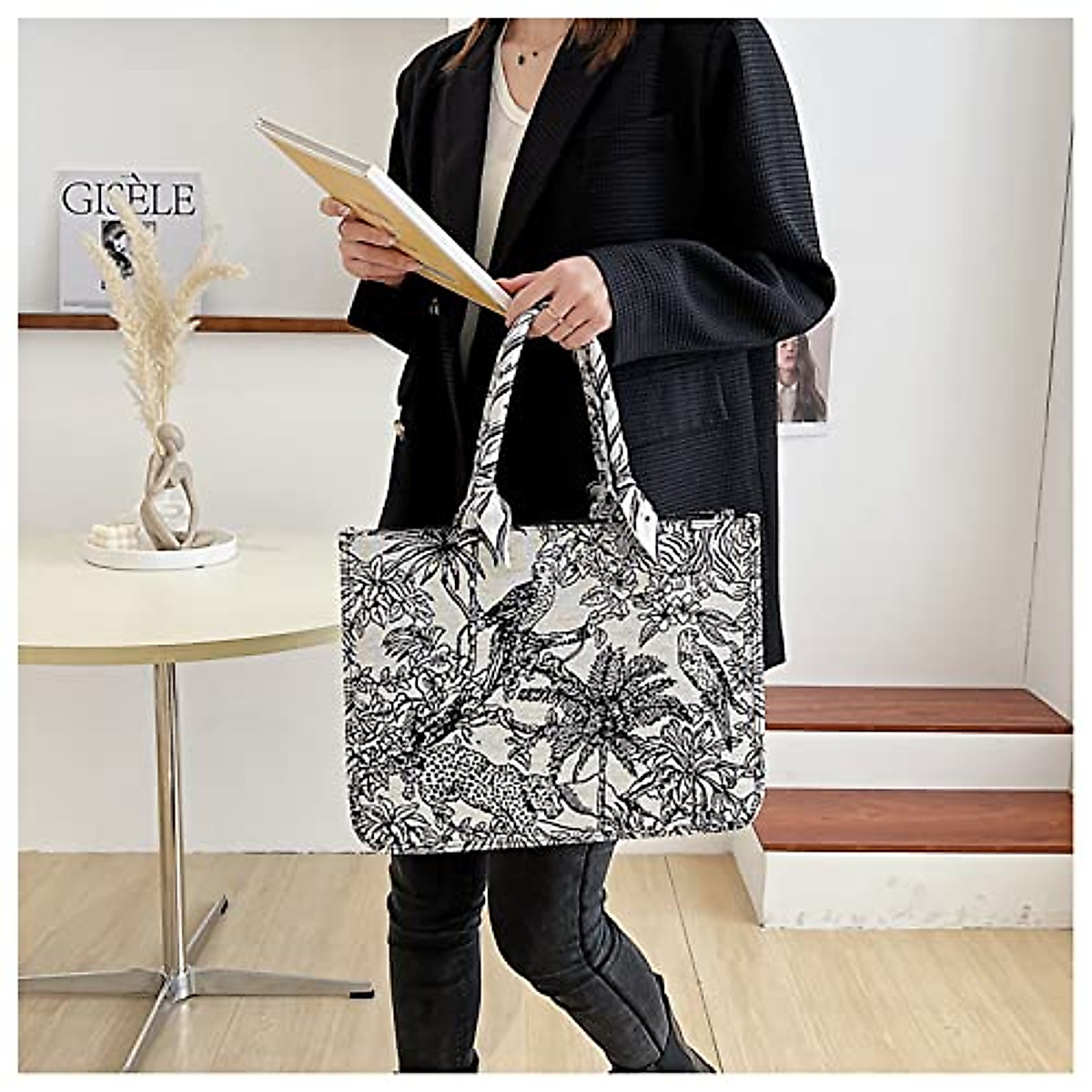 MANMU TOTE temperament Large -capacity messenger bag Tongcot Bags canvas Fashionable knitted handbag goddess goddess (Large) White