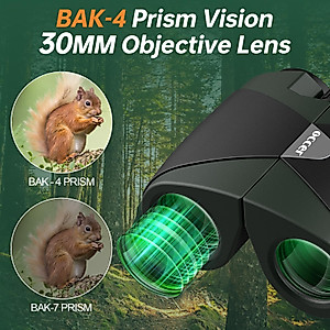 15x30 Compact Binoculars for Adults and Kids - Occer Large View High Powered Binoculars for Bird Watching - Lightweight Easy Focus Binocs with Low Light Vision for Hunting Cruise Ship Travel