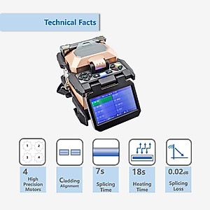QIIRUN Fiber Optic Fusion Splicer with 4.3-inch Touch Screen, Optical Fiber Fusion Splicer Kit Features 7s Splicing and 18s Heating- 6481B Series