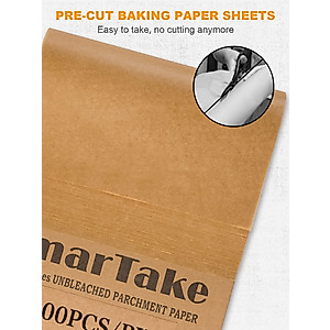 SMARTAKE 200 Pcs 12x16 Inches Parchment Paper Baking Sheets with SMARTAKE 200 Pcs 9x13 Inches Parchment Paper Baking Sheets, for Baking Cookies Cake and More (Unbleached)