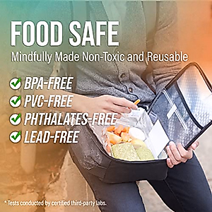 MAZFORCE Original Lunch Box Insulated Lunch Bag - Food Safe Durable Lunchbox for Men - BPA Free Small Reusable Lunch Bags for Adults, Teens, Boys, Women (Gray)