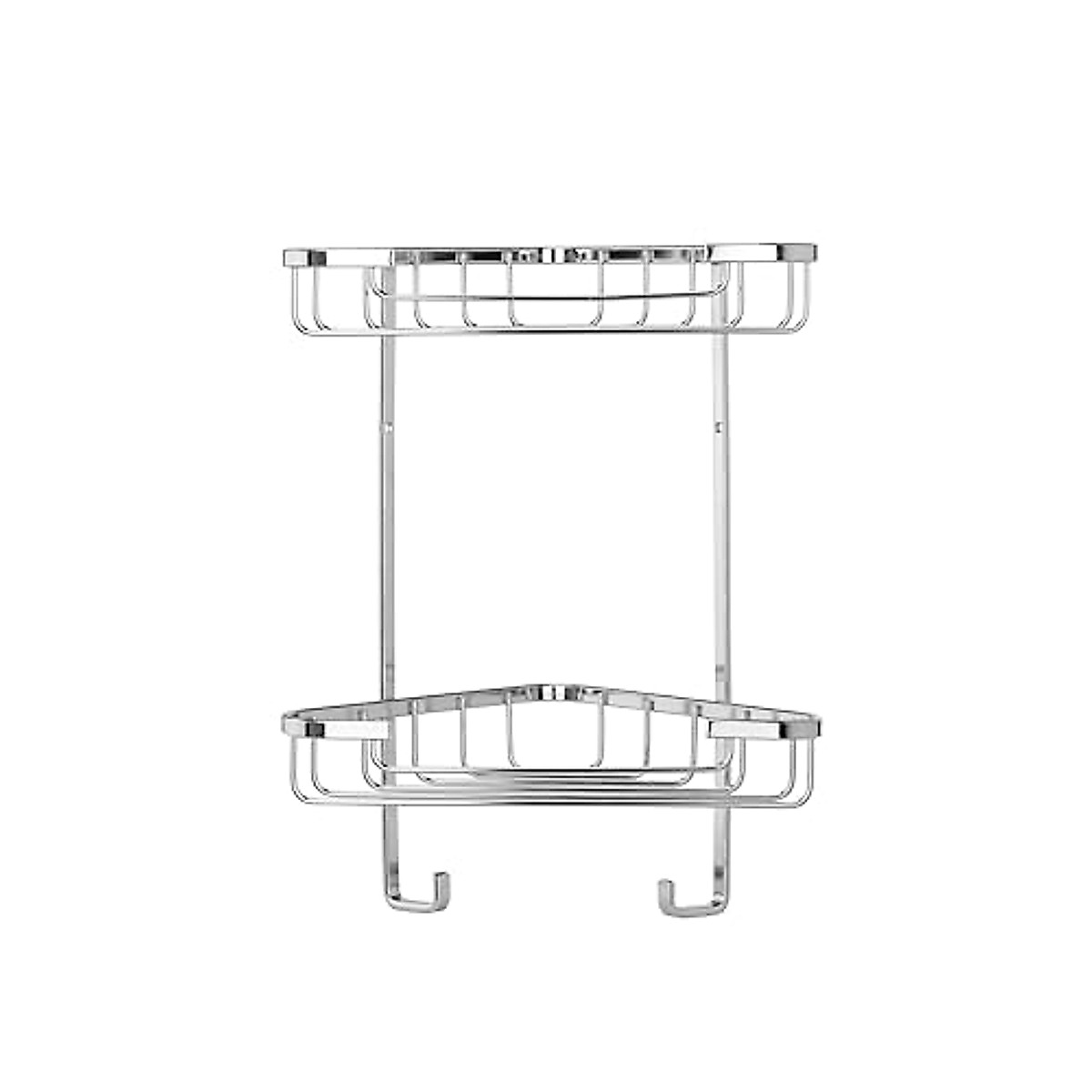 Croydex Medium Chrome 2-Tier Corner Basket Shower Caddy, 5 Year Rust Free Guarantee