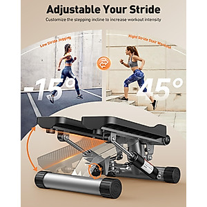 Sportsroyals Stair Stepper for Exercise, Mini Steppers with Resistance Band, Hydraulic Fitness Stepper Exercise Home Workout Equipment for Full Body Workout, 330lbs Weight Capacity