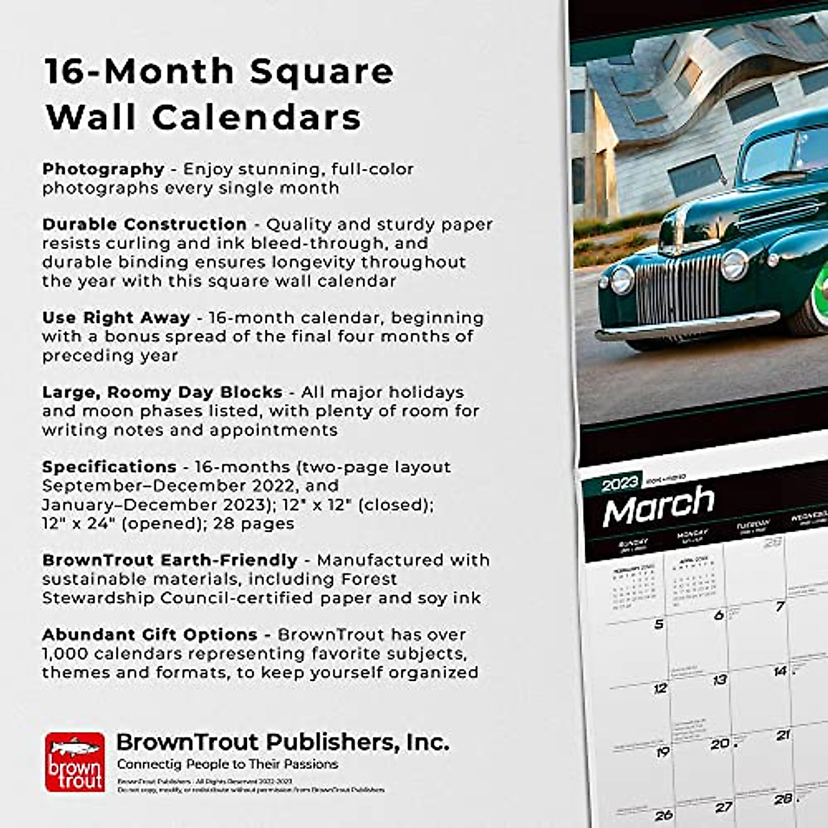 Classic Ford Pickups OFFICIAL | 2023 12 x 24 Inch Monthly Square Wall Calendar | Foil Stamped Cover | BrownTrout | Motor Truck