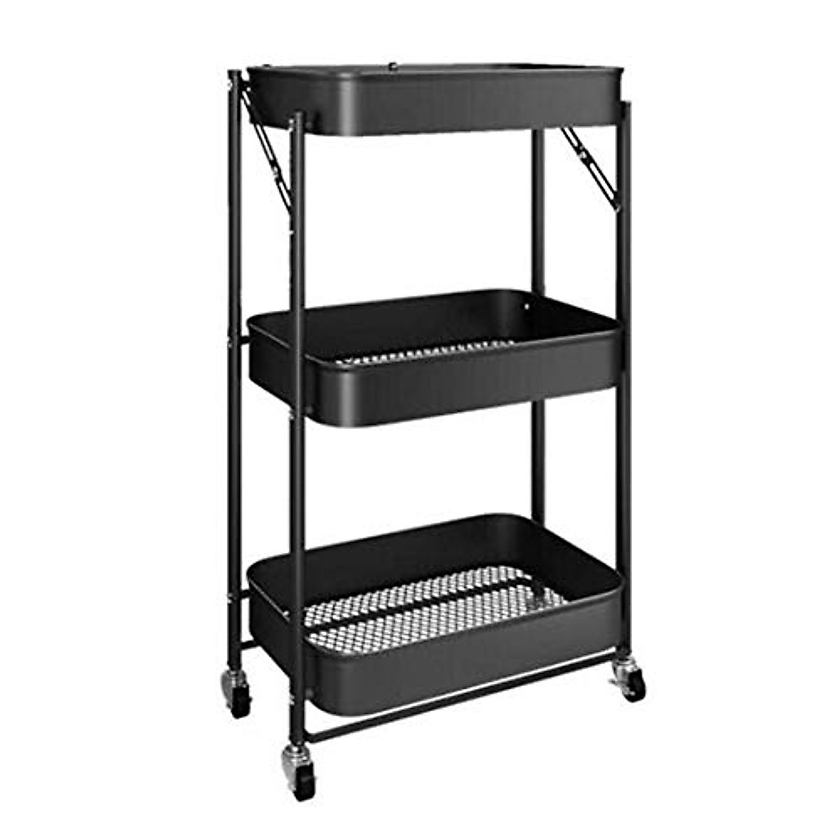 ATAAY Shopping Cart,Slide Out Storage Wheel, Metal Rolling Car Utility, Office, Kitchen, Bedroom, Bathroom, Laundry Multi-Function Organizer Rack/Light Blue