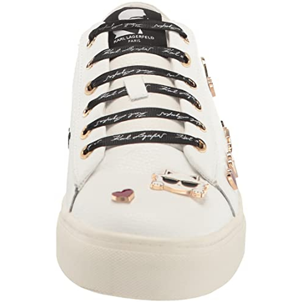 Karl Lagerfeld Paris Cate Shoes – Sneakers for Women with Iconic KLP Pins, Bright White, 11