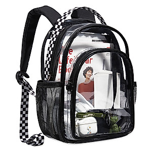 LIGHT FLIGHT Clear Backpack Mini Transparent Backpack Stadium Approved See Through Backpack for Work, Festivals, Sport Event, Black