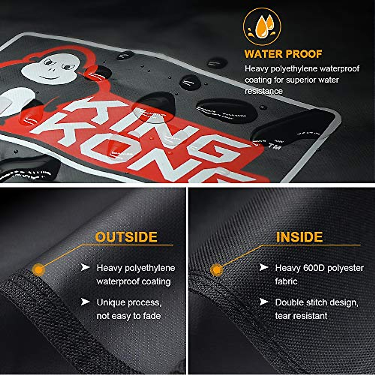 Kingkong 7152 Grill Cover for Weber Performer Charcoal Grills, 22-Inch (Compared to Weber 7152) including Stainless Steel Brush and Tongs