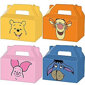 QWAERPLPN 16Pcs Cute Bear Party Gift Boxes,Cute Bear Birthday Party Favors,Goodies Boxes,Candy Gift Bag for Anime Themed Party