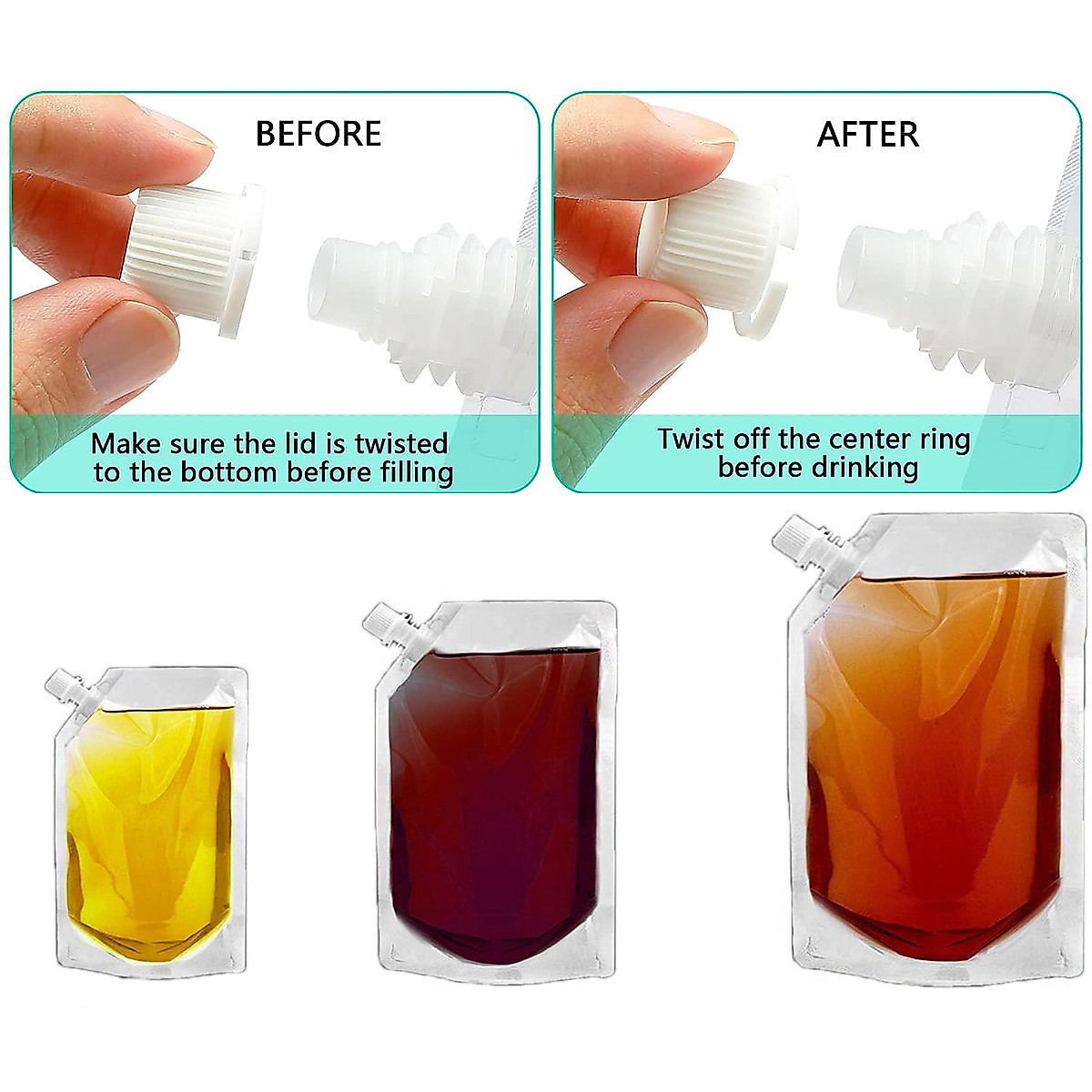 12Pcs Plastic Flask Pouches Cruise Pouch Reusable Sneak Travel Drinking Leak-Proof BPA-Free for Travel Outdoor Sports Concerts Events (12pcs:4 * 8oz, 4 * 4oz, 4 * 1.7oz)