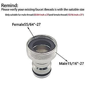 G-Sunny Quick Connector Faucet Mount, Polished Brass, 3/4 inch GHT Garden Hose Adapter, Double Thread, Easy Installation