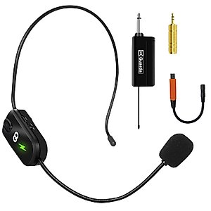 Wireless Microphone System, UHF Lapel/Headset Mic, Wide Compatible, 160ft Range for Voice Amplifier, Stage Speakers, Online Teaching, Tour Guides, Fitness Instructor(Support PC/Mac/Laptop) (Headset)