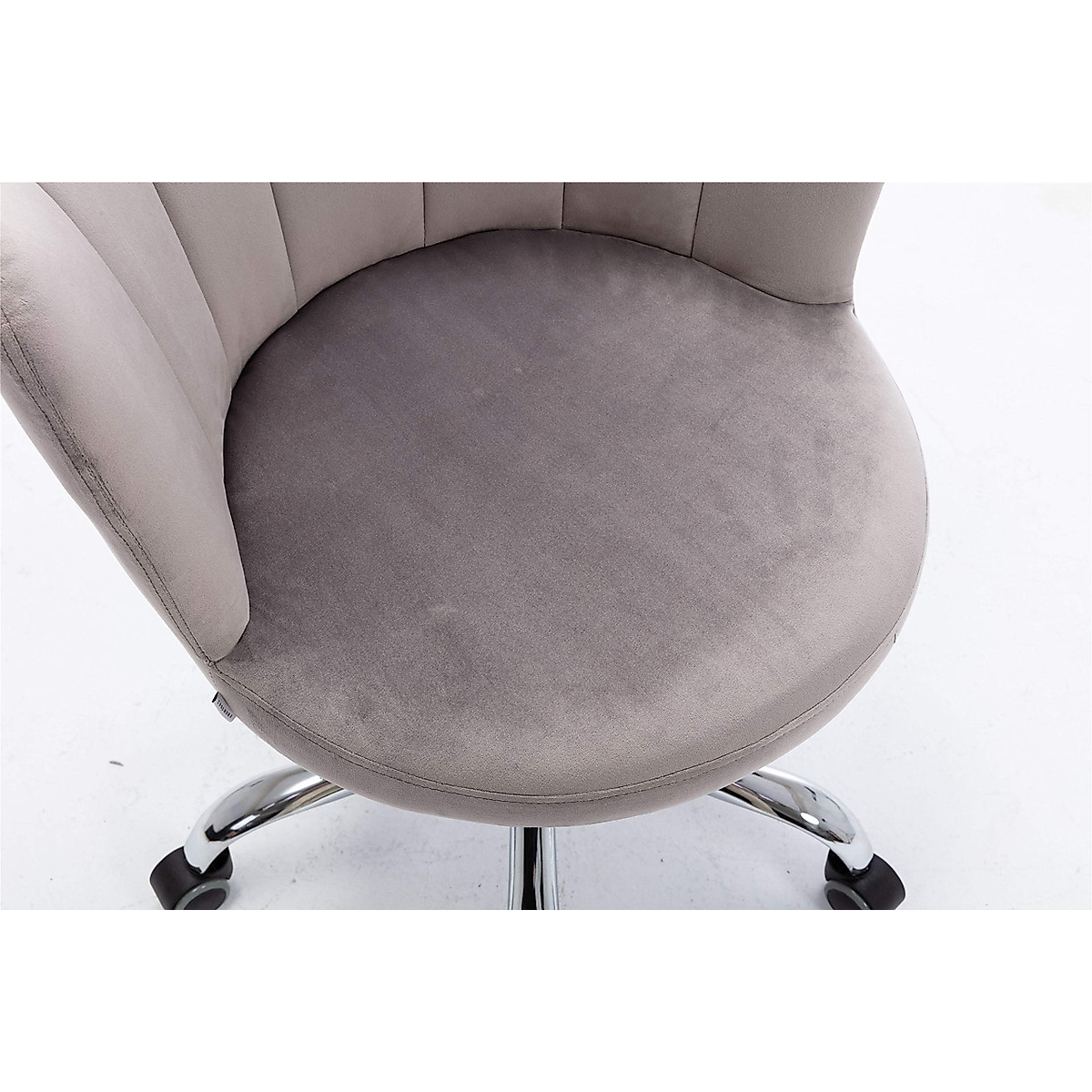 Bellemave Armless Office Cute Desk Chair, Home Office Desk Chair w/ Wheels, Velvet Vanity Chair, Adjustable Swivel Mid-Back Task Chair for Small Space, Living Room, Make-up, Study, Gray Shell Chair