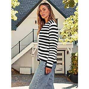 LILLUSORY Women's Cable Knit Cardigan Sweaters 2024 Fall Trendy Open Front Button Up Tweed Blazer Jackets Ladies Chunky Oversized Coat Coatigan Old Money Clothes Cute Outfits Black White L