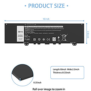 New 38Wh F62GO Battery Compatible with Dell Inspiron 13 7000 7373 7386 2-in-1 7370 7380 5370 P83G P87G P91G P83G001 P83G002 P91G001 P87G001 Vostro 13 5370 Series 39DY5 039DY5 RPJC3 0RPJC3 11.4V