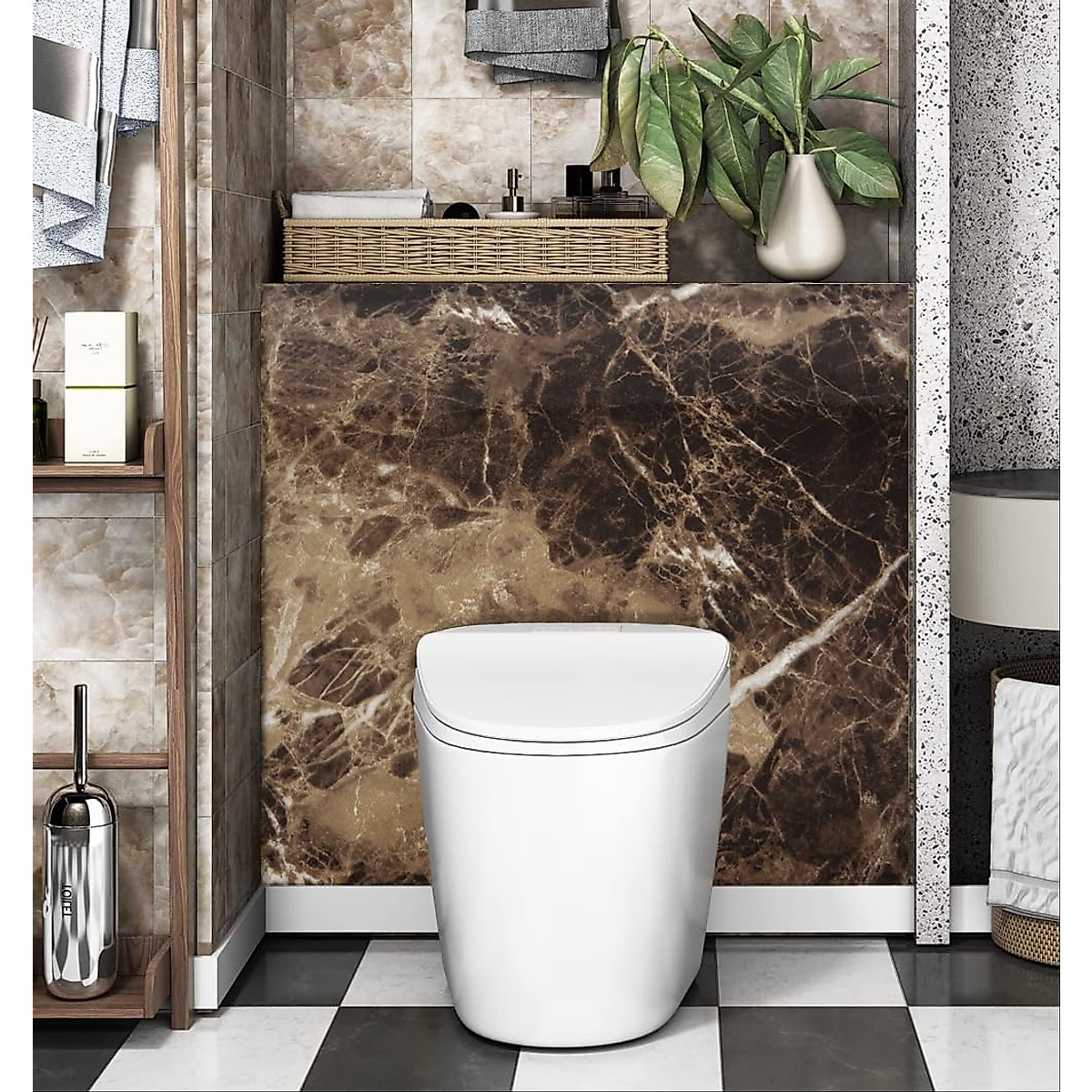 ROSEROSA Peel and Stick PVC Marble Self-Adhesive Wallpaper Covering Counter Top Shelf Liner Emperador (PGS4020 : 2.00 Feet X 6.56 Feet)